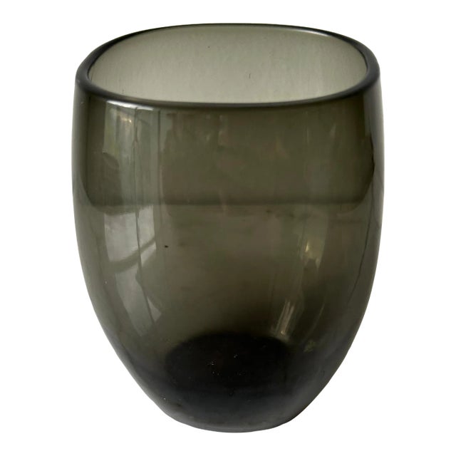 Mid Century Smoke Glass Vase | Chairish
