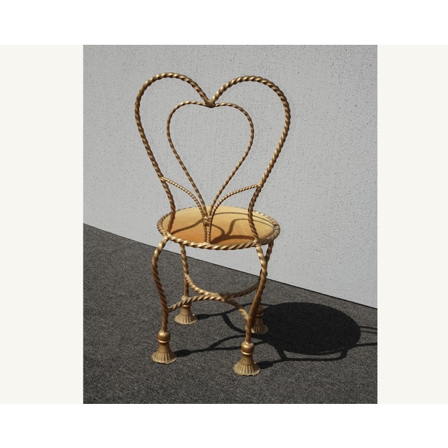 Italian Hollywood Regency Gold Metal Gold Heart Shaped Chair W Bell ...