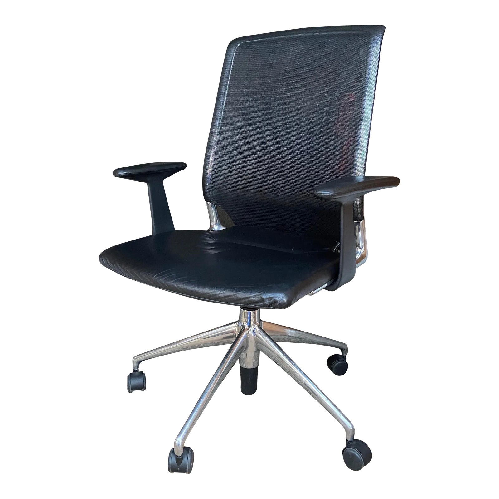2000 Vitra Swivel Leather Chair Designed by Alberto Meda | Chairish