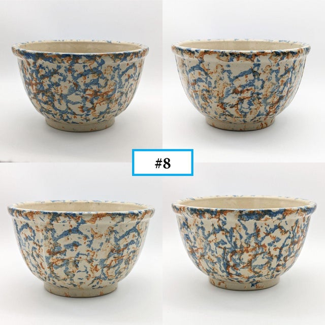 Antique Red Wing Spongeware Paneled Stoneware Nesting Bowls Set of ...