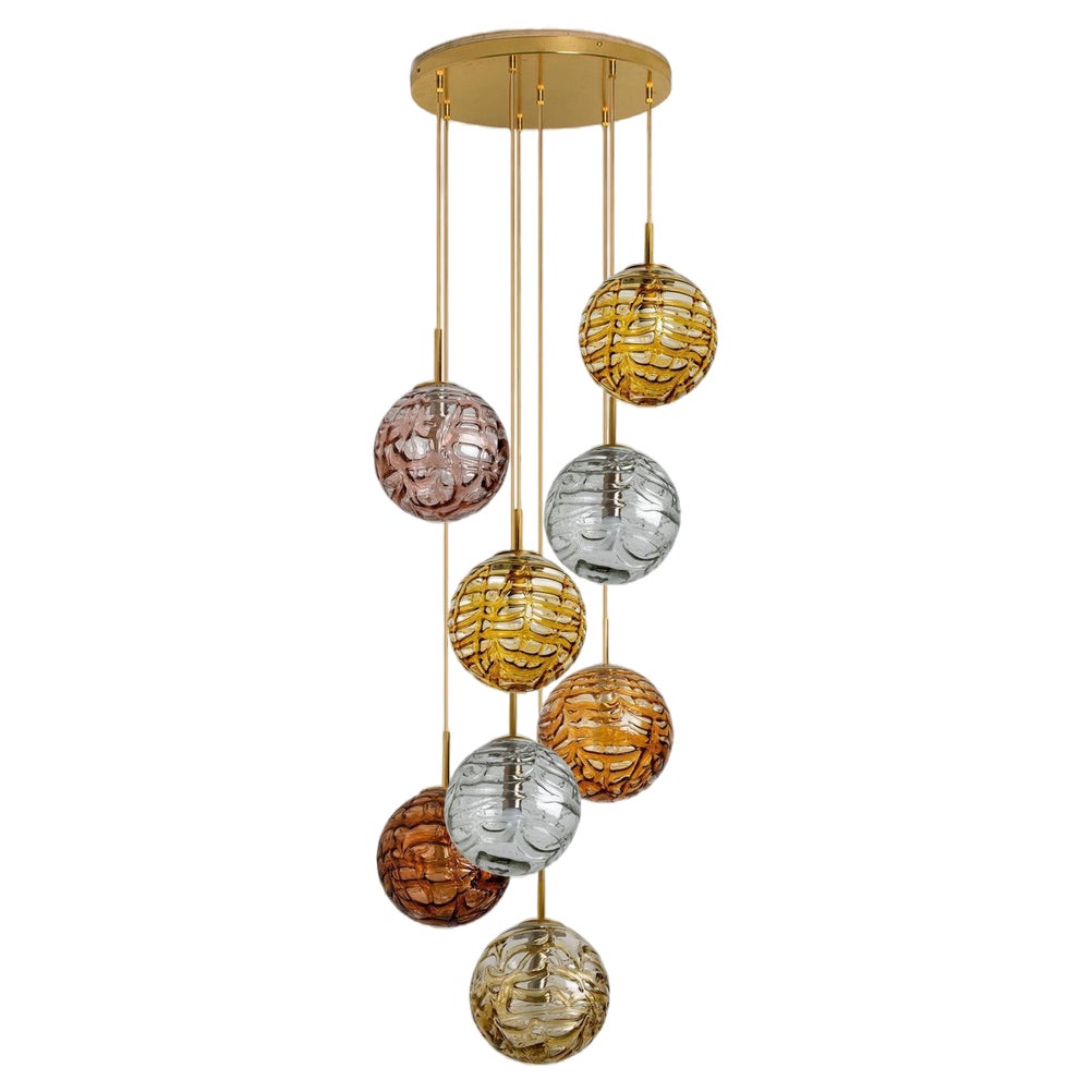 Cascade Hanging Light Fixture with Eight Murano Glass Globes, 1960s ...