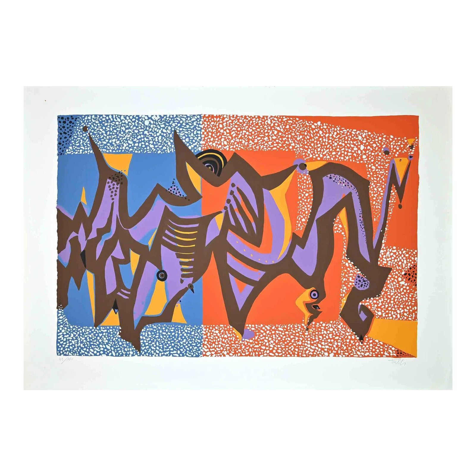 Wladimiro Tulli, Carnivalesque Composition, Original Screenprint, 1970s ...