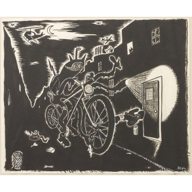 Rick Prol "Night Hunter" India Ink on Paper, 1999 | Chairish