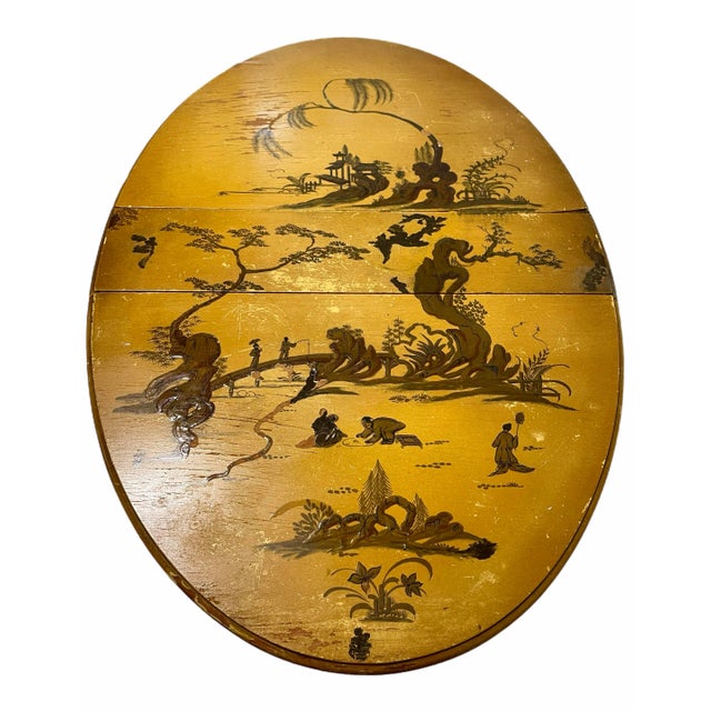 English Traditional Chinoiserie Hand Painted Gate Leg Table | Chairish
