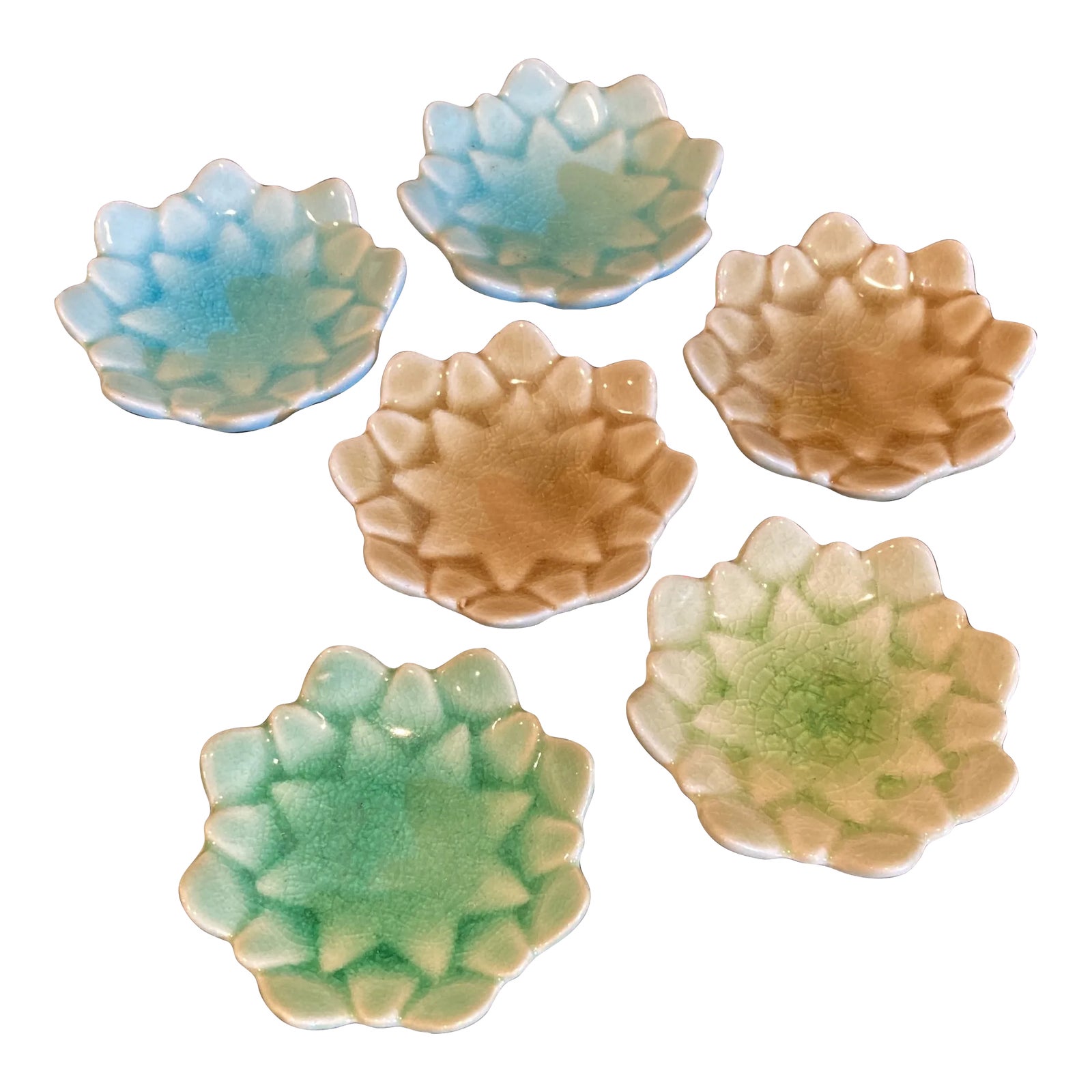 Vintage Colorful Flower Star Shaped Chopstick Rest Dishes - Set of 6 ...