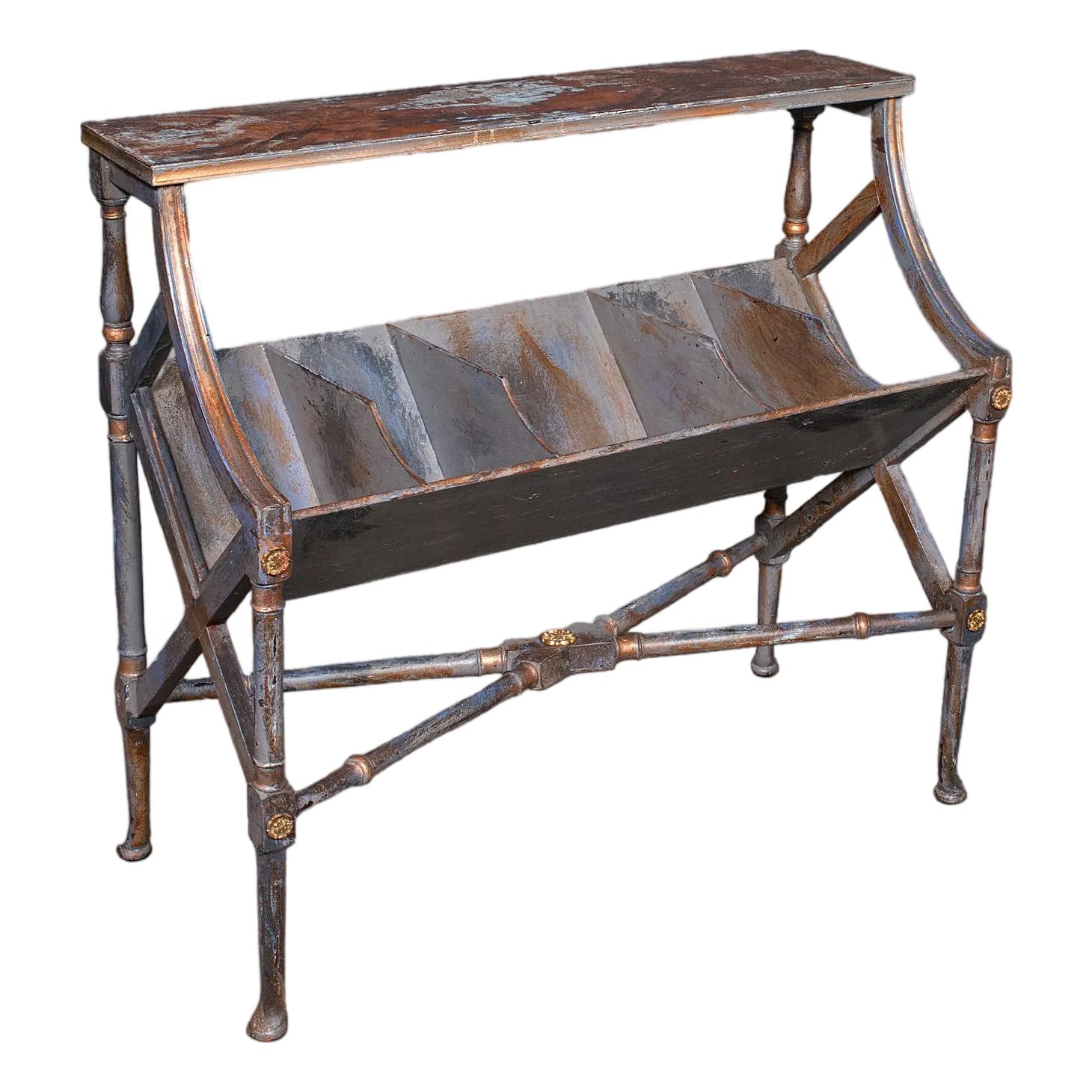 Antique Georgian Revival Book Trough, English, Painted, Library Stand ...