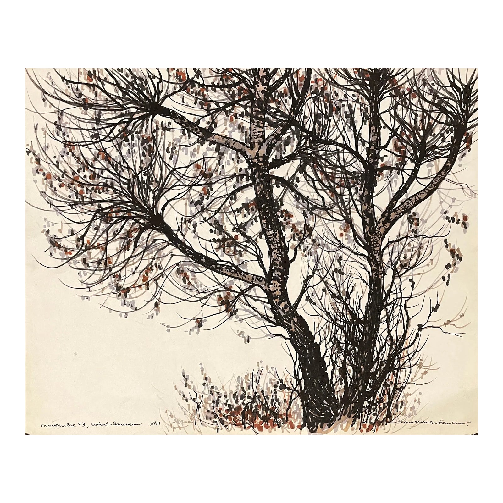 1973 Jean Charles Faucher Quebec Landscape Painting | Chairish