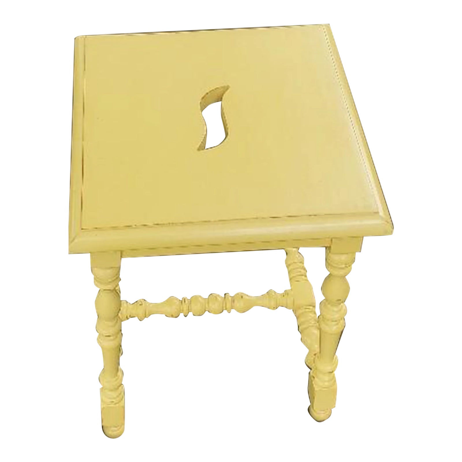 Painted Sunshine Yellow Turned Leg Wood Spot Table | Chairish