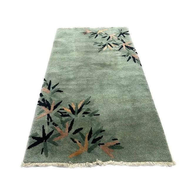 1920s Mint Green Floral Antique Chinese Art Deco Wool Rug 2'08" X 4'05 ...