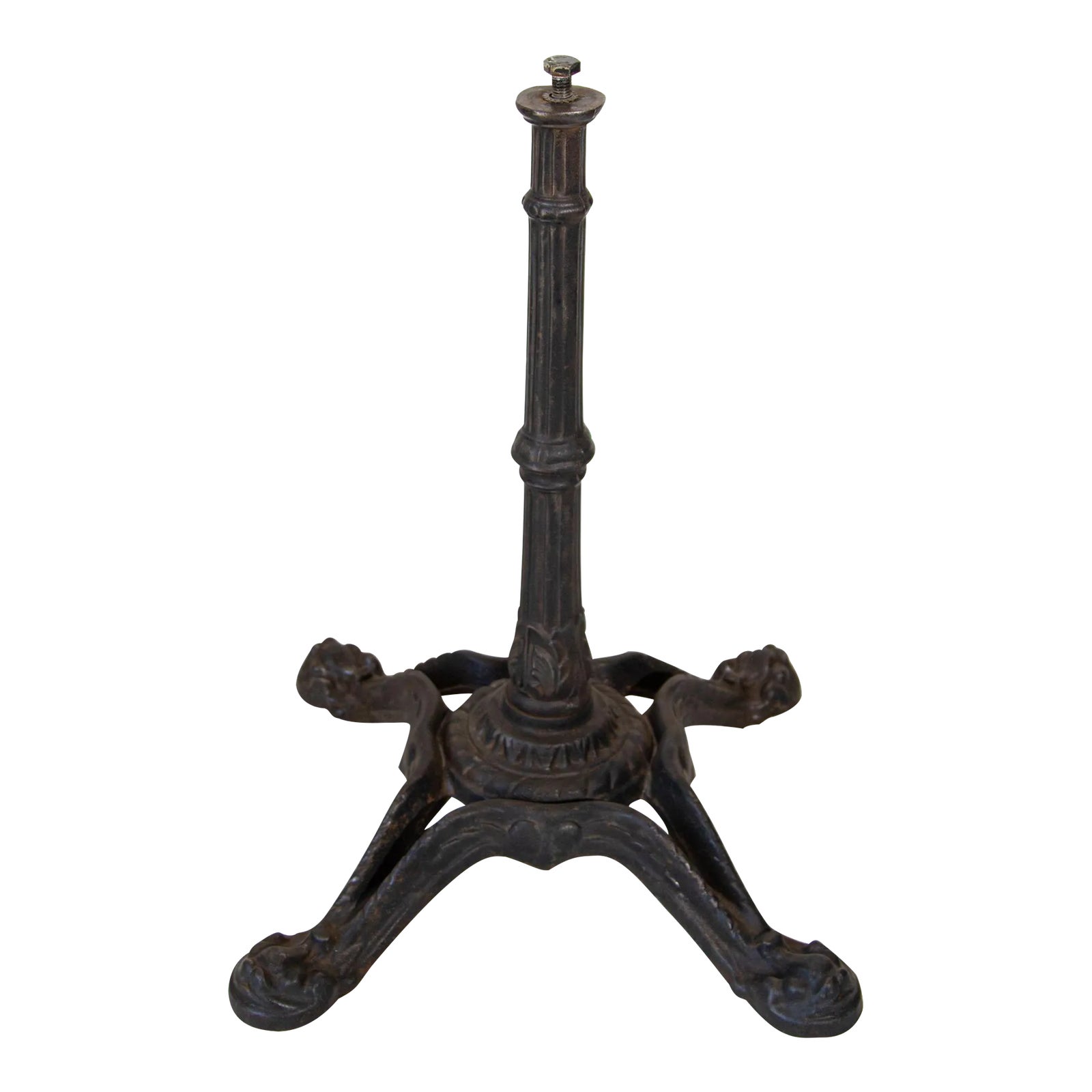 1920s Antique French Cast Iron Pedestal Bistro Table Stand | Chairish