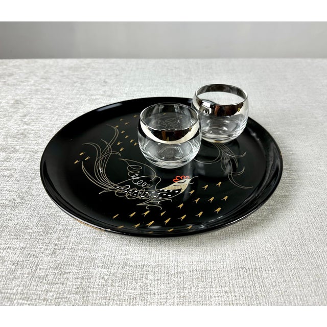 Mid Century Era Japanese Hand Painted Lacquer Serving Tray With Bird ...