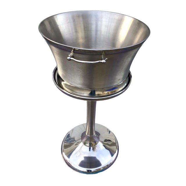 Frontgate Metal Beverage Ice Bucket on Stand | Chairish