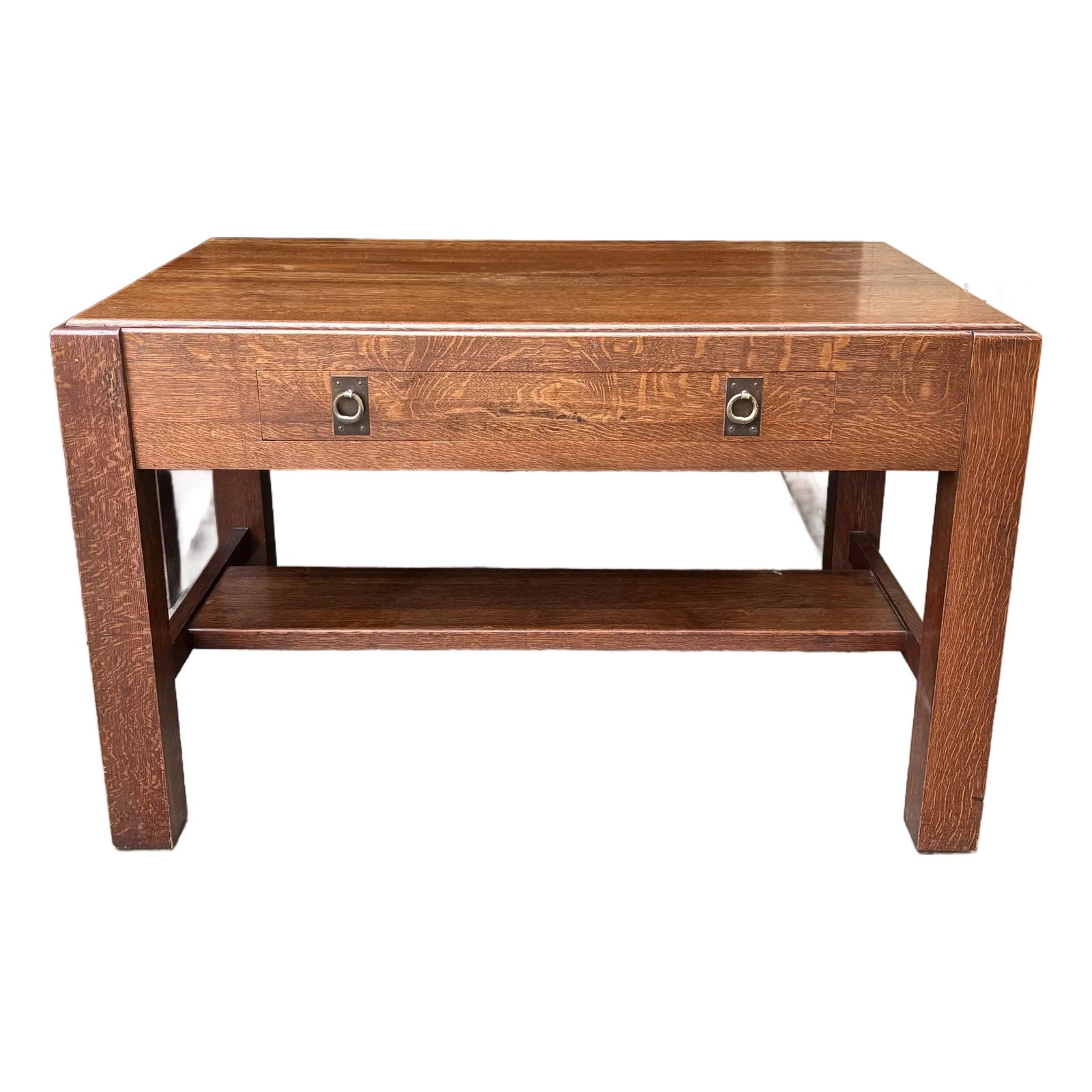 Antique Mission Oak Library Table Made by Davis-Birely | Chairish