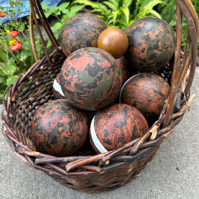 Vintage Italian Bocce Ball Set in Mottled Camouflage Pattern and Earthy ...