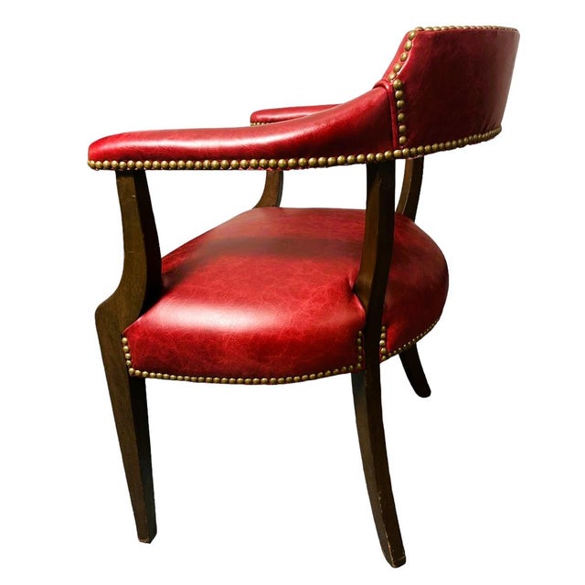 Vintage Hickory Chair Company Chair With New Red Pull-Up Leather ...