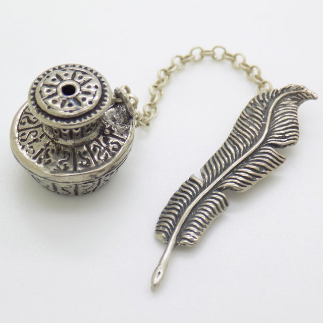 Vintage Italian Handmade Genuine Silver .800 Pen & Inkwell Dollhouse ...