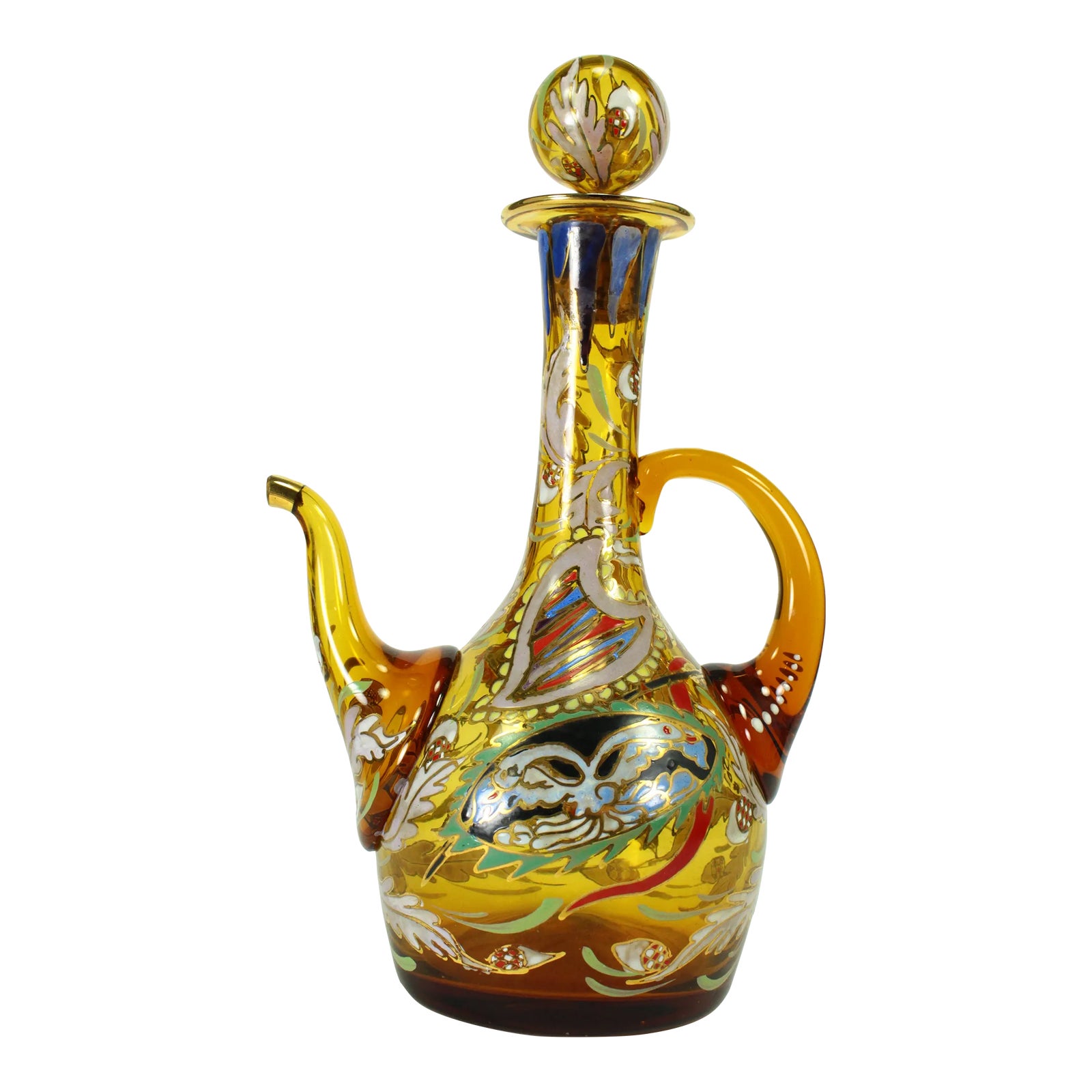 Early 20th Century Ewer Porron Spanish Moser Type Enameled Art Glass ...