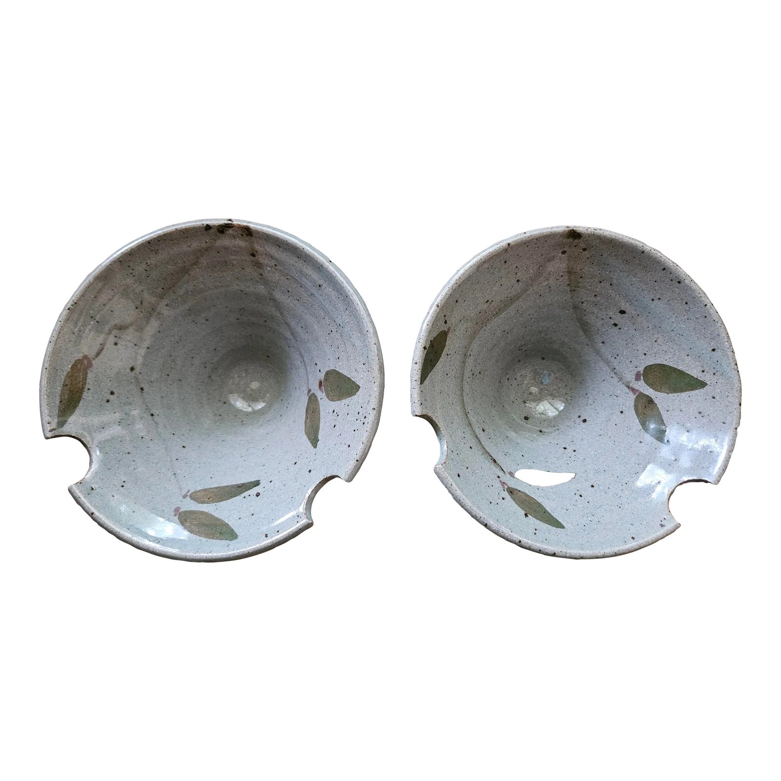 Early 21st Century Studio Pottery Japanese Style Bowls- Set of 2 | Chairish