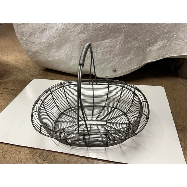 Mid 20th Century Vintage French Wire Gathering/ Egg Basket | Chairish