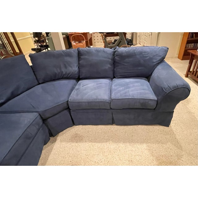 Versatile Blue Curved Sectional Sofa From Hickory Hill | Chairish
