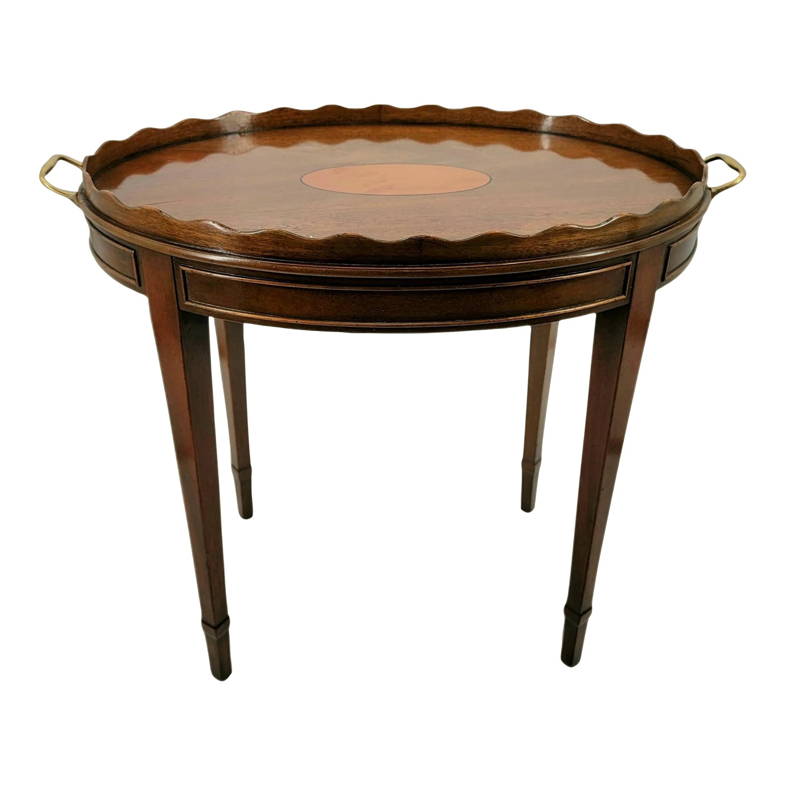 Mid 20th Century Kittinger Buffalo English Mahogany Oval Tea Tray Table ...