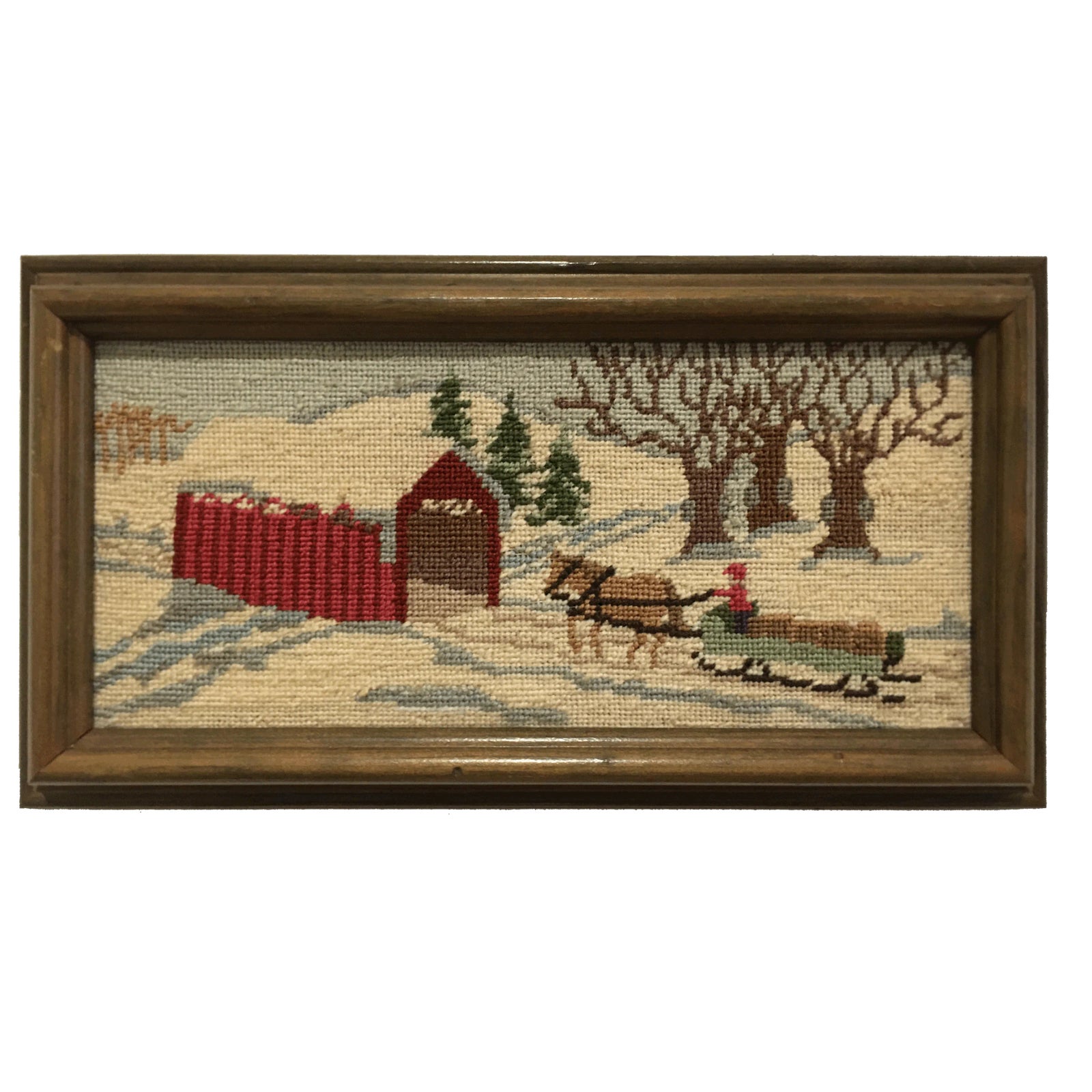 Winter/Christmas Scene Needlepoint Art | Chairish