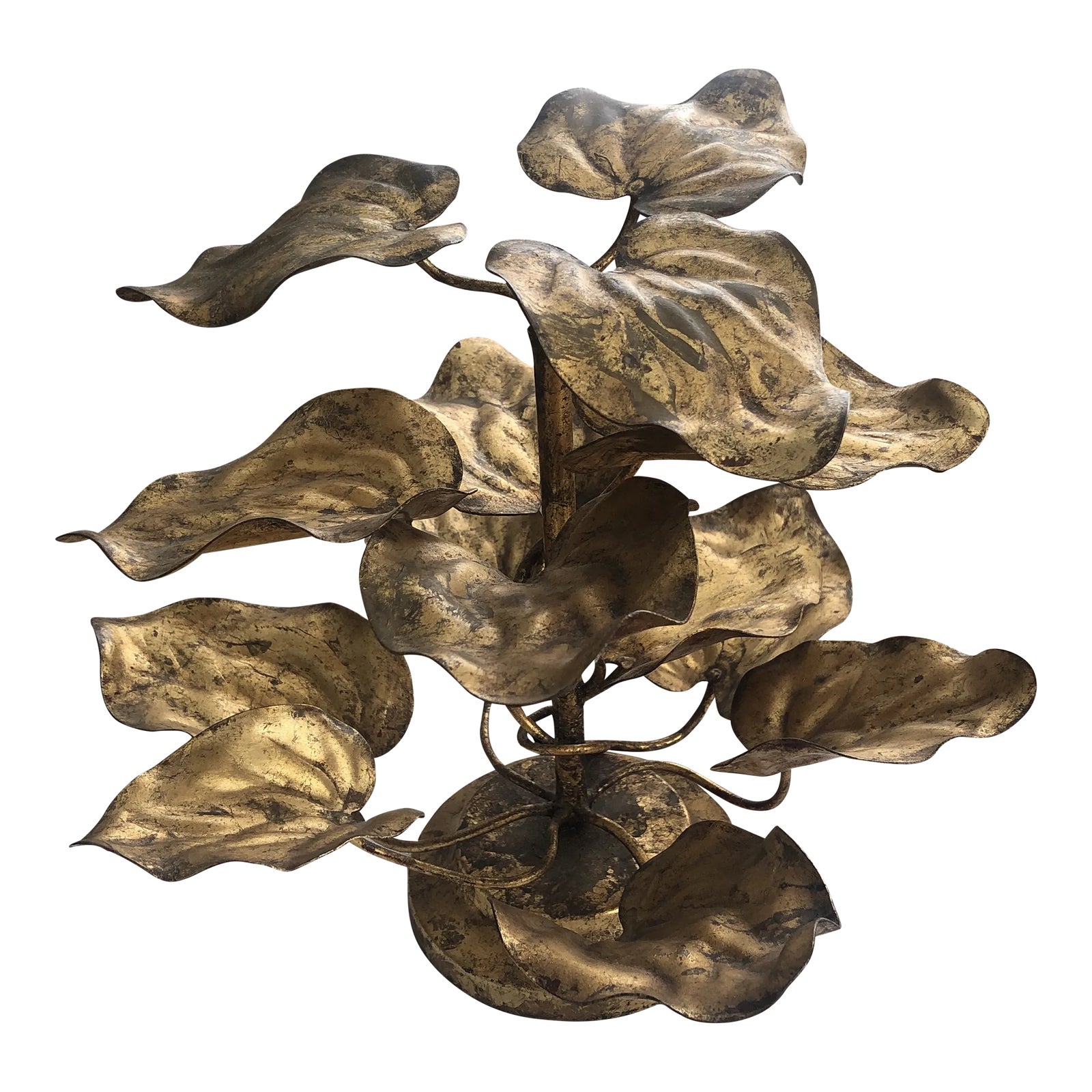 1930s Hollywood Regency Italian Gilt Table Top Leaf Pattern Decor ...