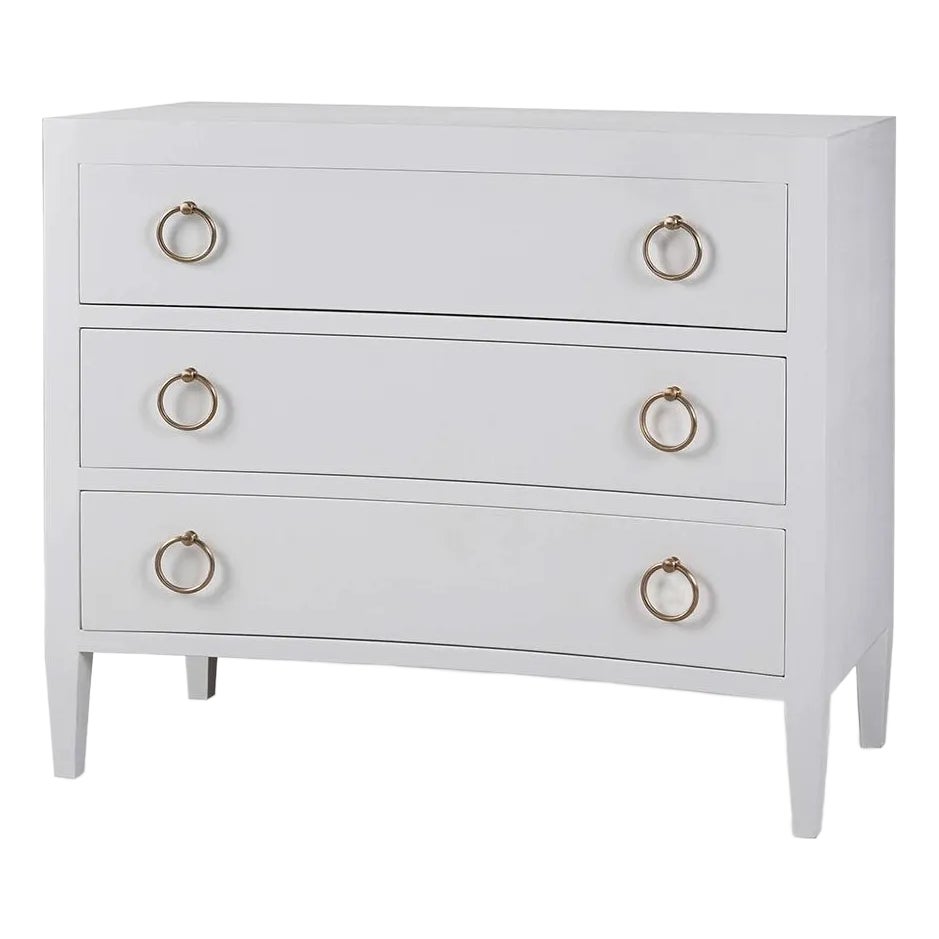 White Linen Wrapped Modern Chest of Drawers | Chairish