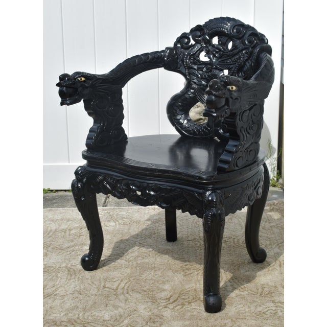 Antique Japanese Carved Chair W/Dragon Details | Chairish