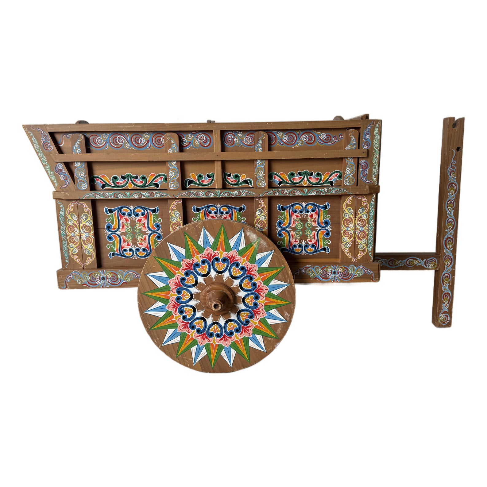 Vintage Joaquin Chaverri Costa Rican Folk Art Hand-Painted Ox Cart Bar ...