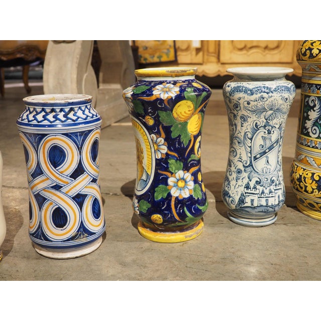 A Collection of 10 Italian Polychrome Albarelli Jars, 18th C. To 20th C ...