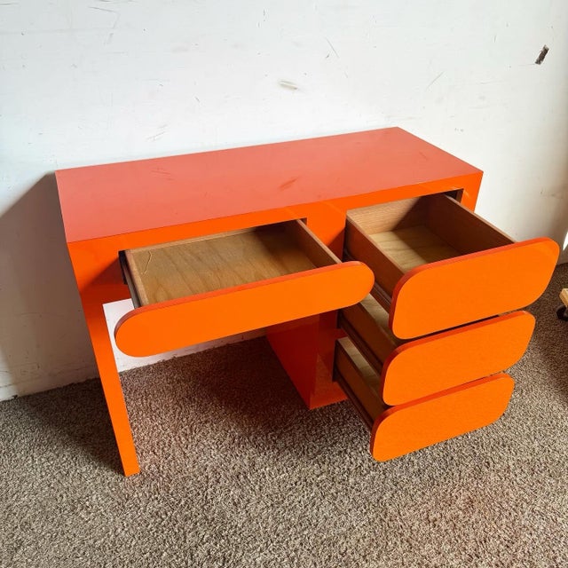 Postmodern Orange Lacquer Laminate Writing Desk | Chairish