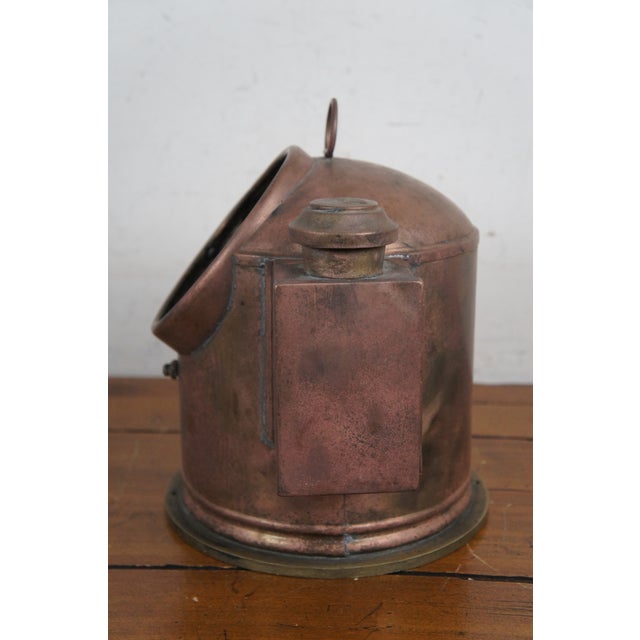 Antique Copper Brass Nautical Maritime Gimbal Compass Binnacle Oil Lamp ...