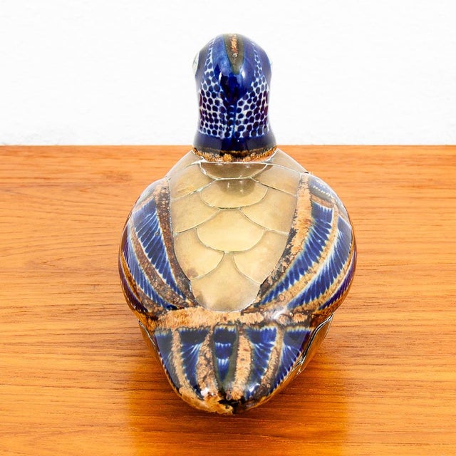Mid-Century Modern Blue and Gold Ceramic Duck Decorative Table ...