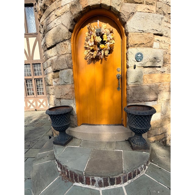 Pair Vintage 19th Century Neoclassical Cast-Iron Urns | Chairish