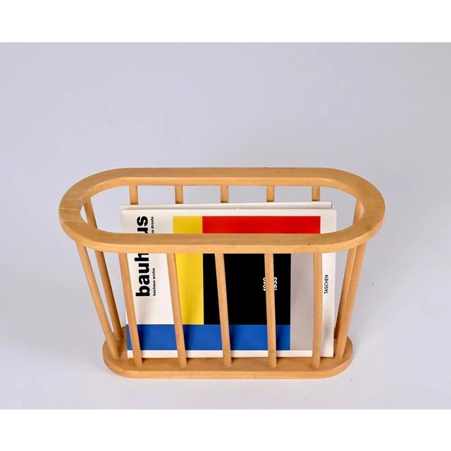 Mid-Century Danish Modern Oval Oak Magazine Rack, 1970s | Chairish