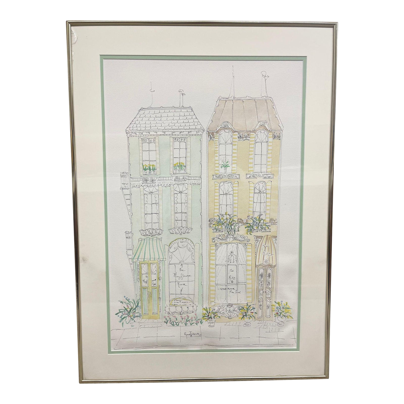 1970s Vintage Watercolor and Ink Painting Signed by Randy Johnson ...