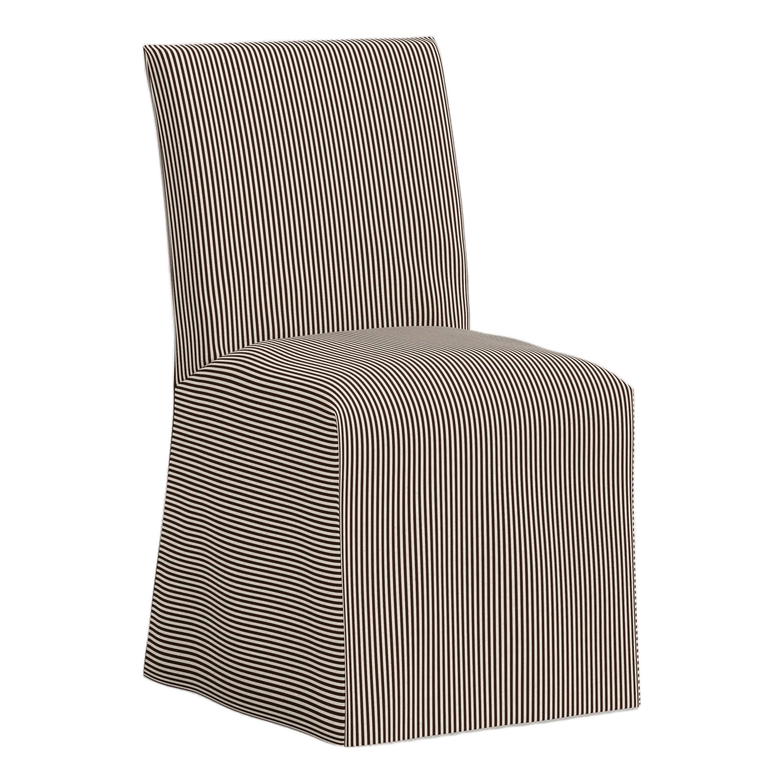 Kay Chocolate Stripe Slipcover Dining Chair | Chairish