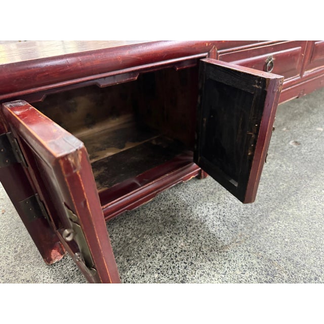 Asian Reclaimed Wood Low Console Table | Chairish