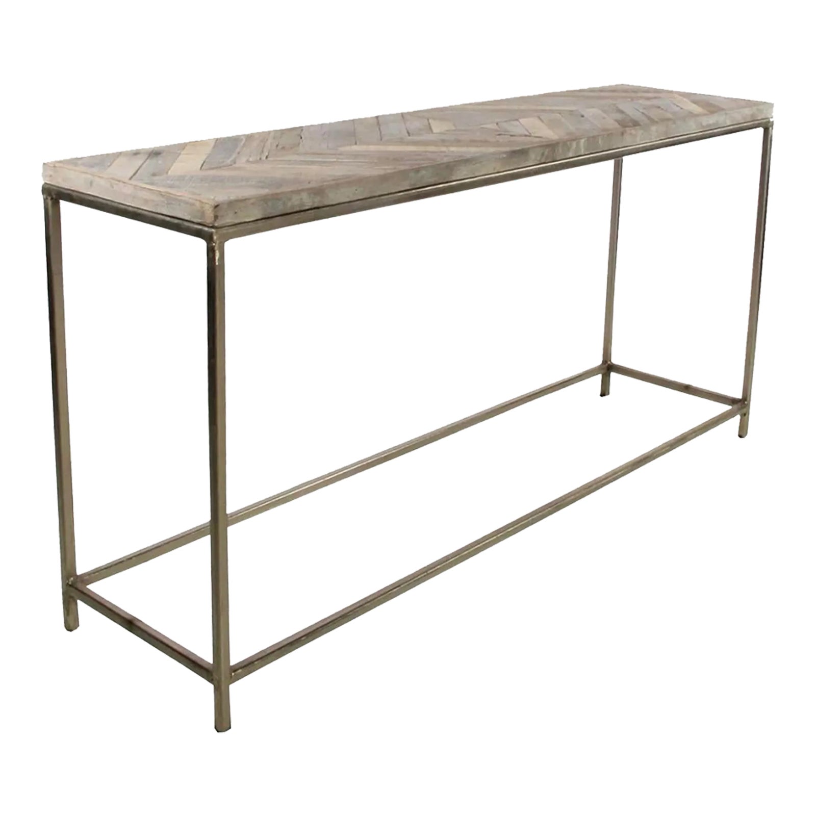 Matthew Izzo Home Reclaimed Wood and Nickel Console Table | Chairish