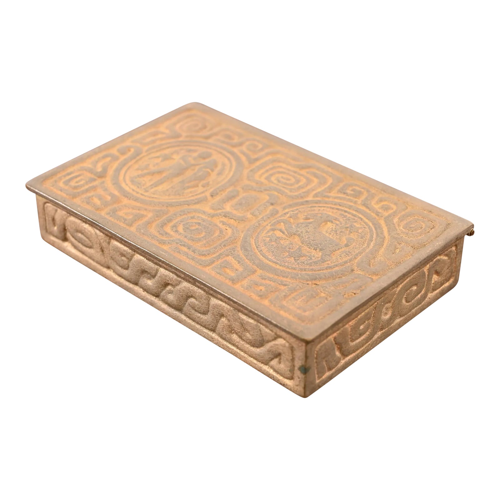 Tiffany Studios New York Zodiac Pattern Bronze Doré Box | Chairish
