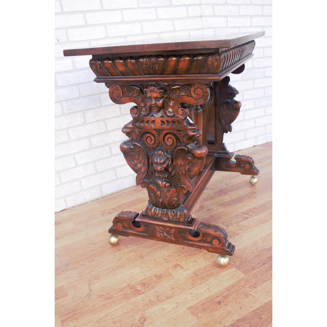 Antique Italian Renaissance Revival Figural Console Table | Chairish