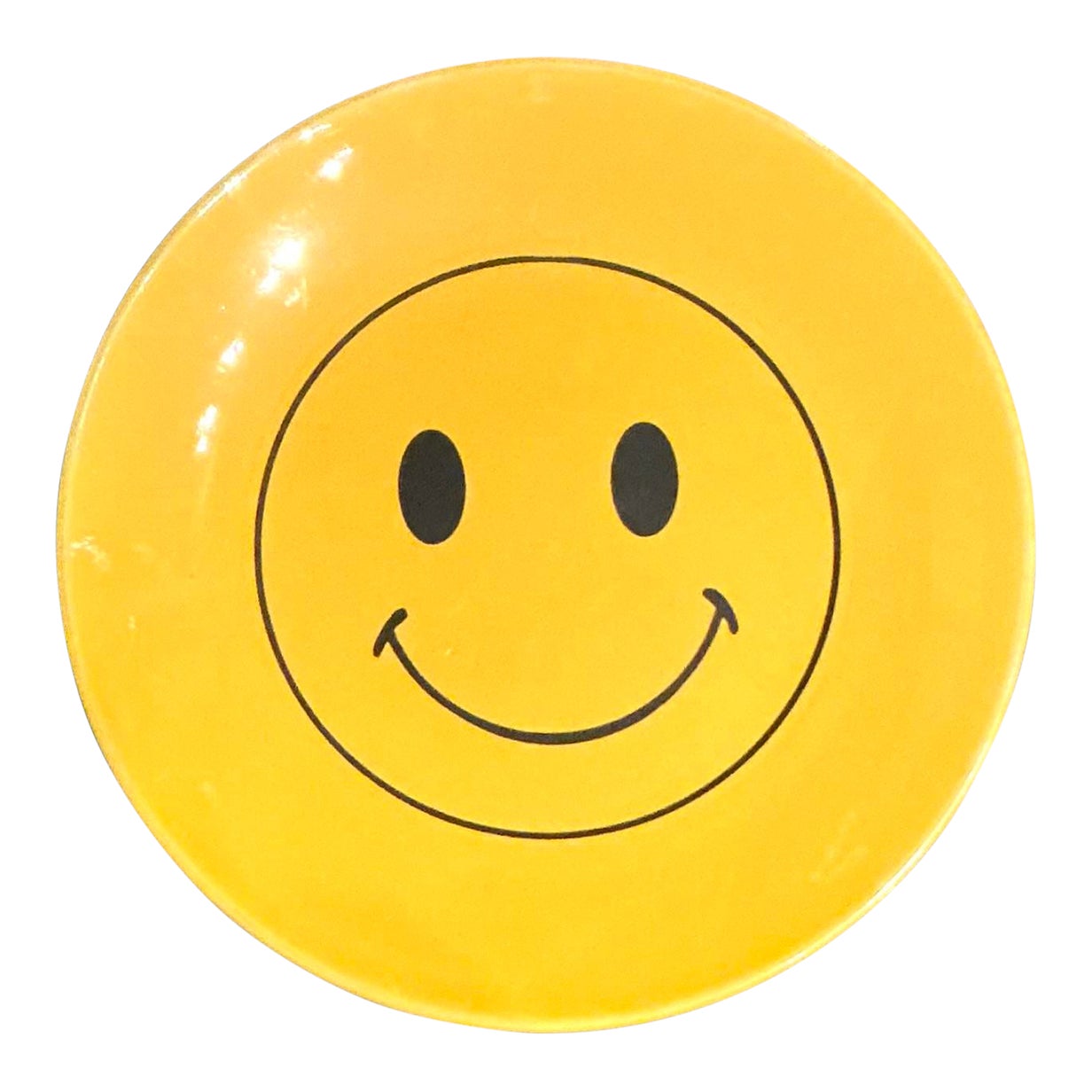 Vintage Boho Glazed Ceramic Smiley Face Plate | Chairish