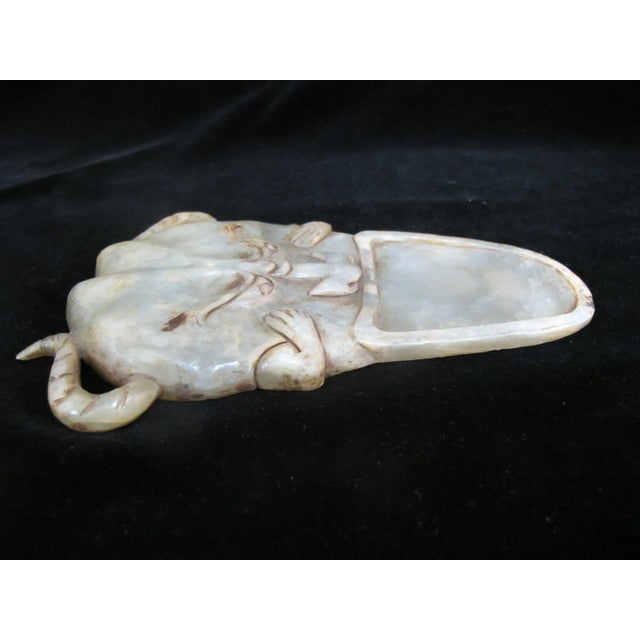 Chinese Green Jade Horned Devil Demon Inkstone Carving | Chairish