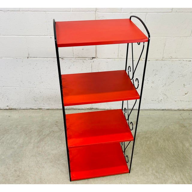 Vintage 1960s Red & Black Metal Shelf | Chairish