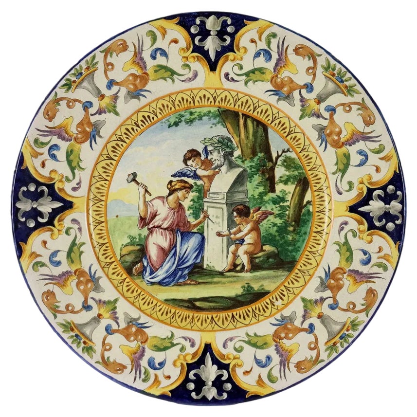 Neo-Renaissance Ceramic Parade Plate, Italy, 20th Century | Chairish