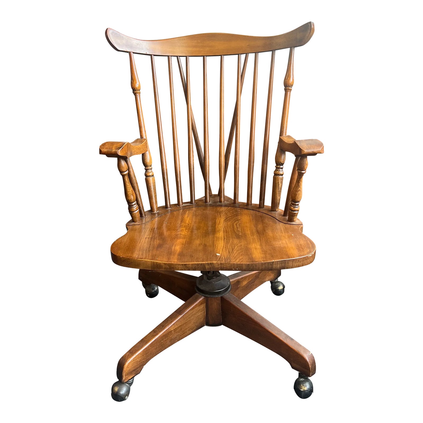 1930s Fiddleback Oak Desk Chair | Chairish