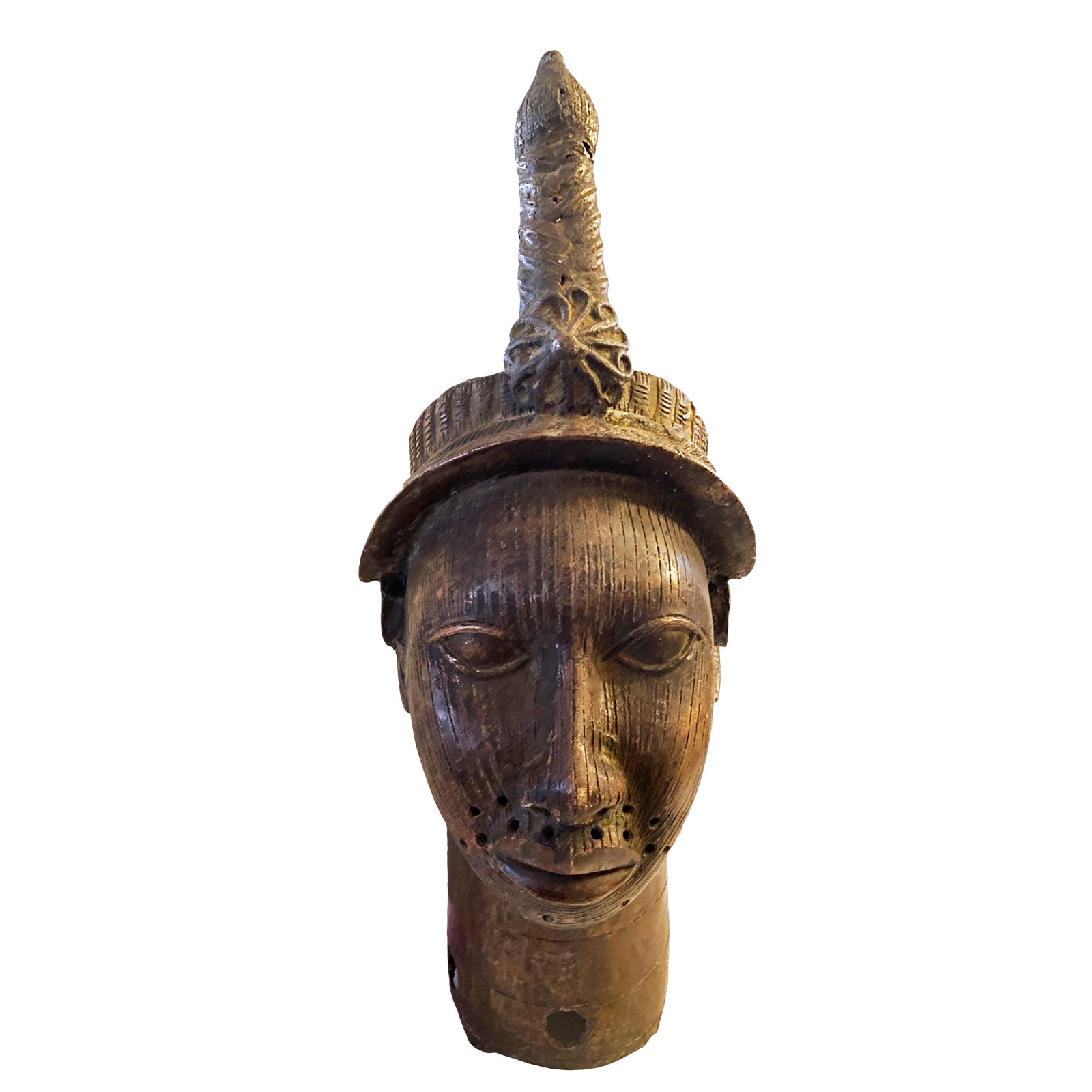 Benin Bronze Head of Oba Nigeria African | Chairish