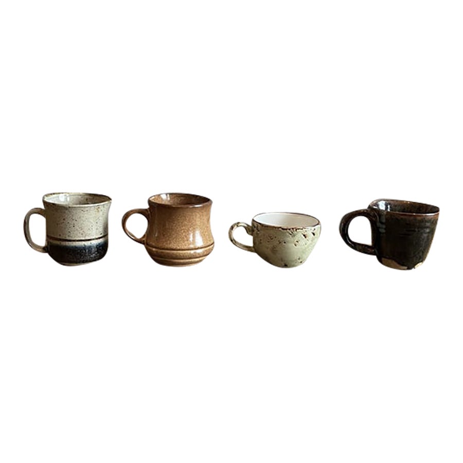 1960s Curated Collection of Vintage Handmade Mugs- Set of 4 | Chairish