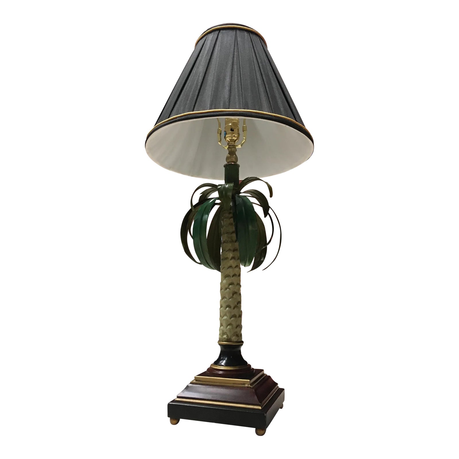 Chelsea House Polychromed Desert Palm Table Lamp & Shade Italy | Chairish